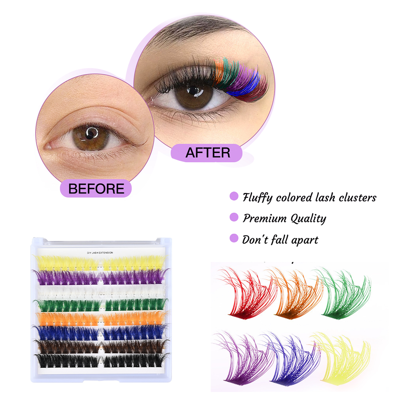 Colored Individual DIY Holiday Lash Clusters - lashvia